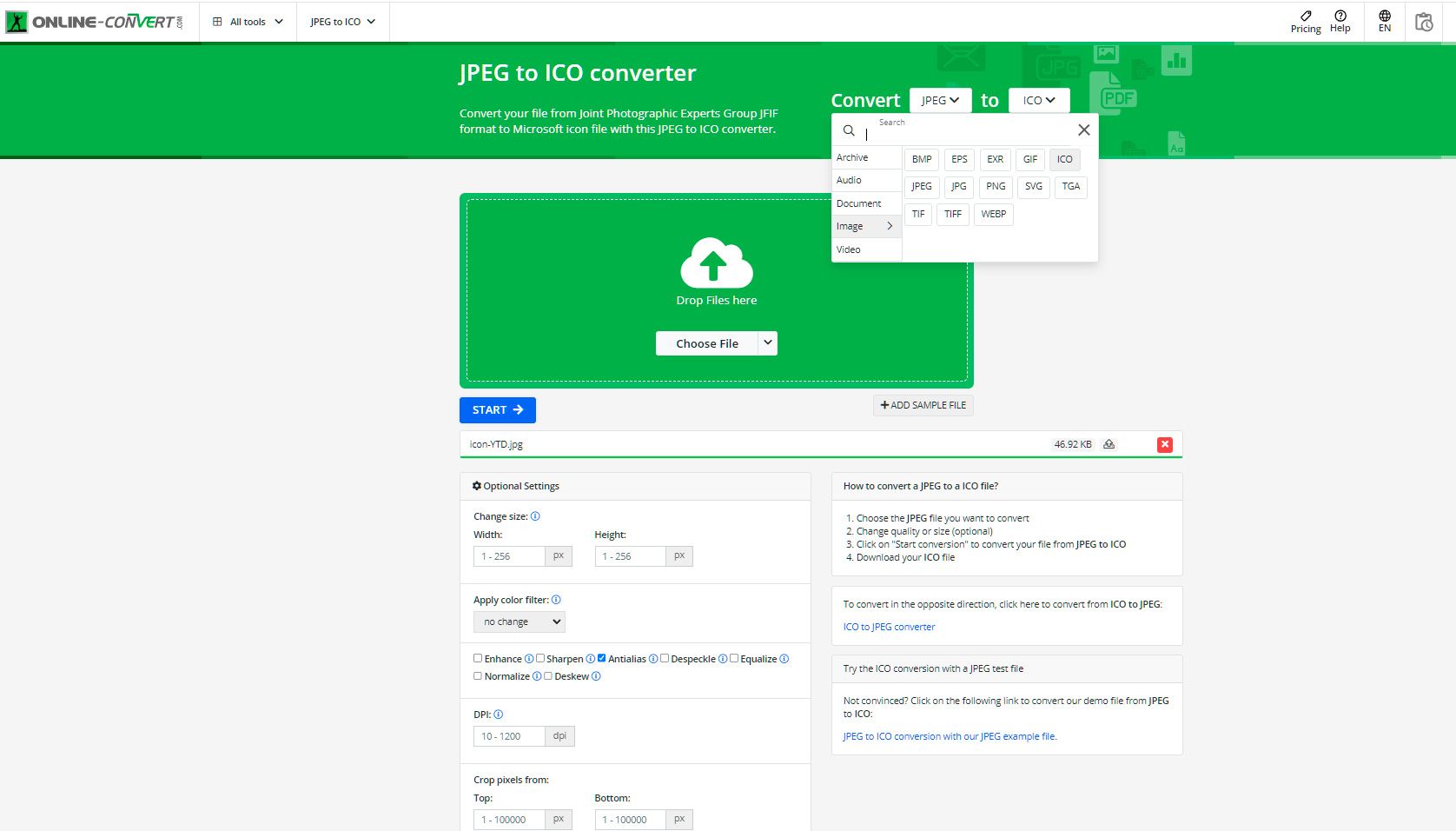 JPG to ICO Converter Software for Windows PC - Free Download